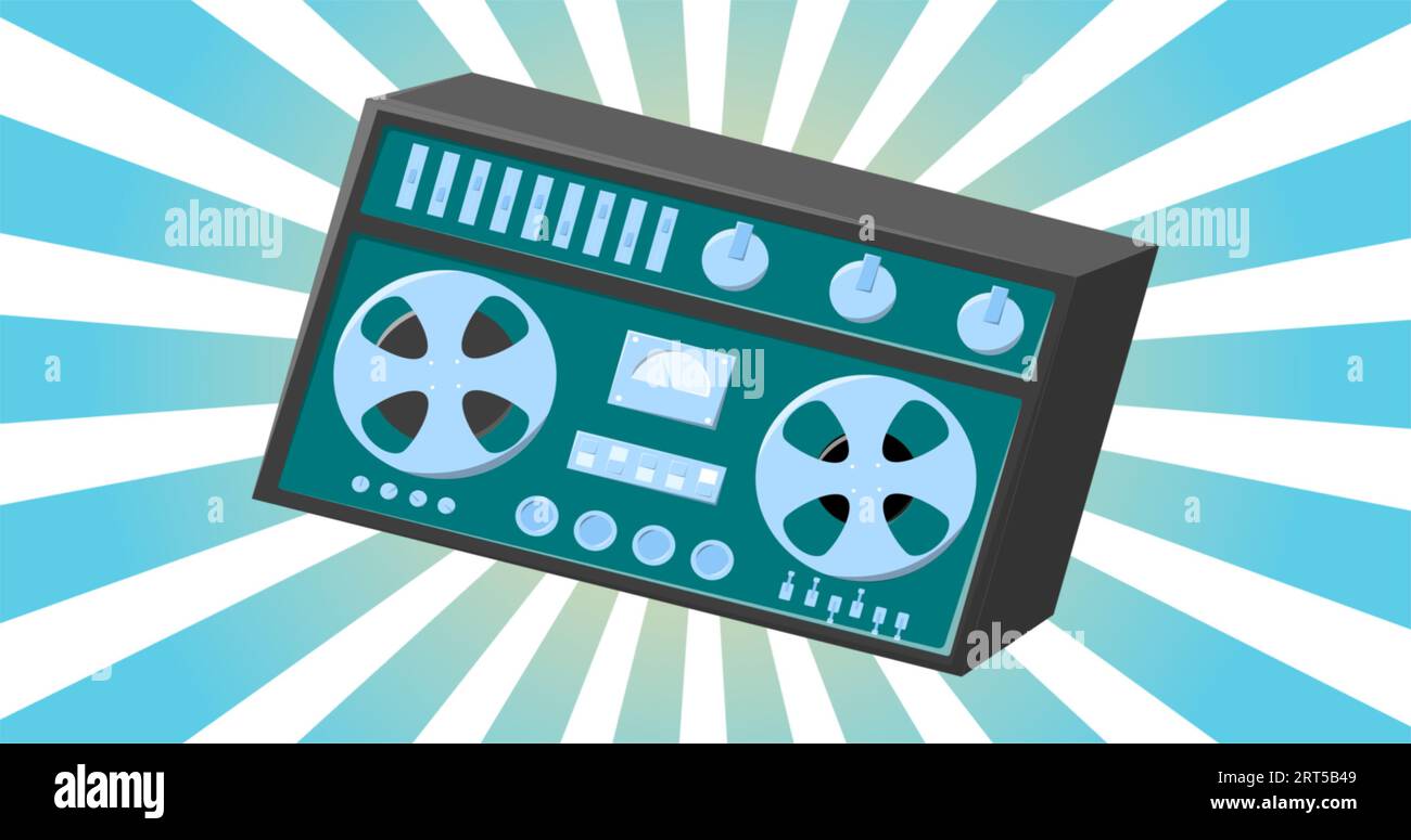Retro audio music tape recorder old vintage with magnetic tape reels ...