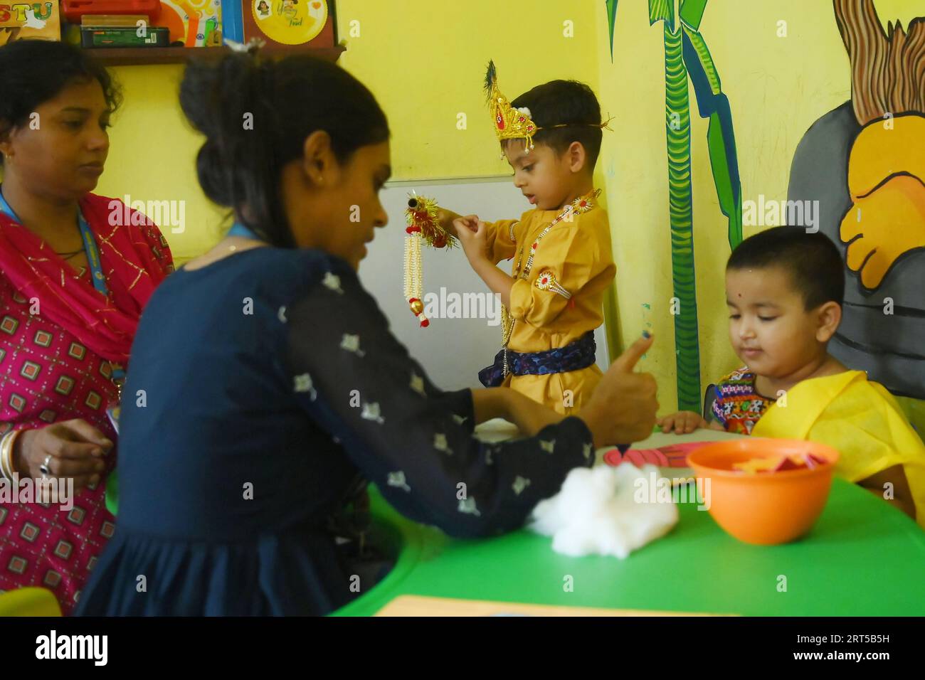 Students of the "My Chota’’ pre School dress up as Hindu deity "Krishna ...