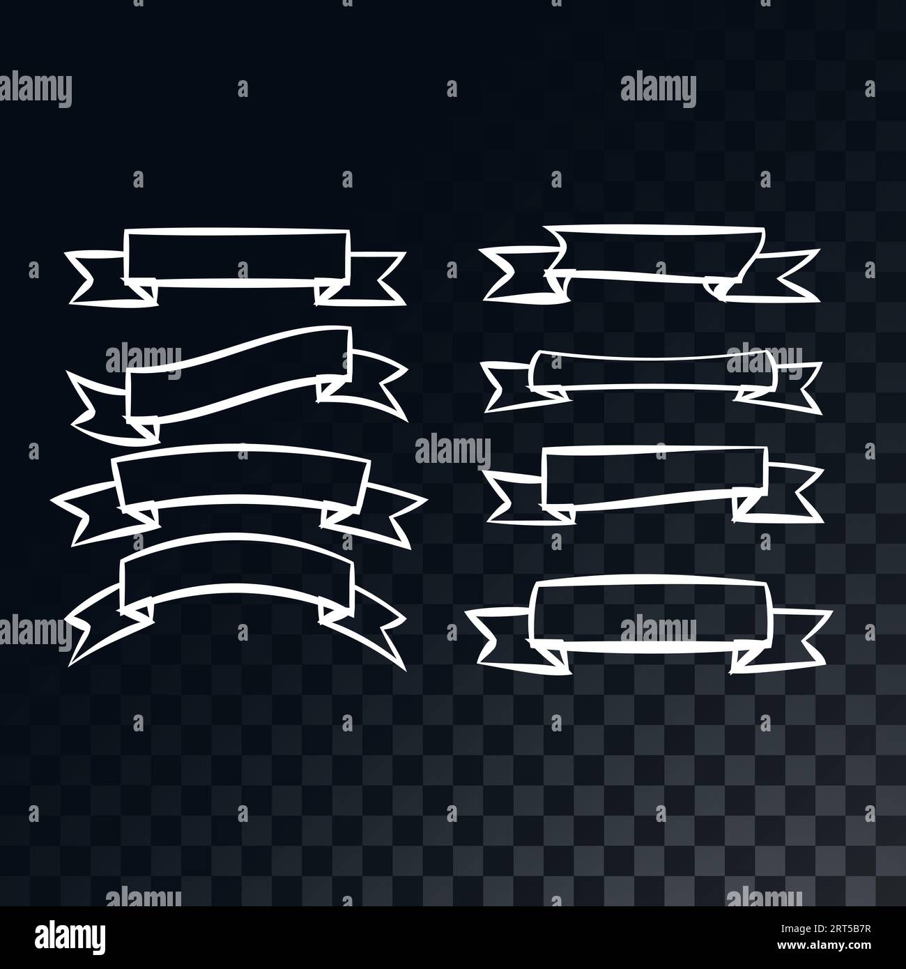 A set of white ribbons, signboards of different shapes on a translucent ...