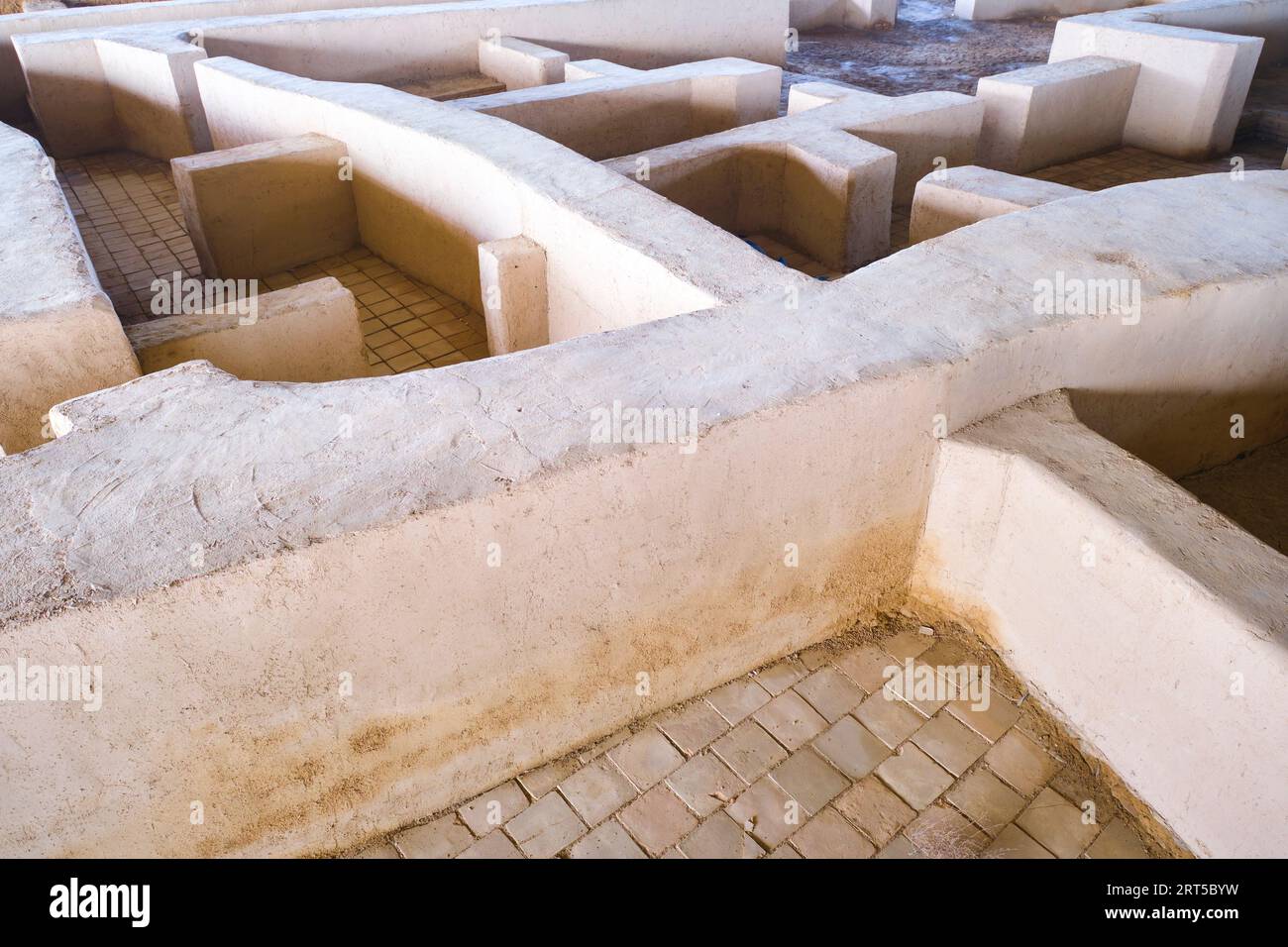 View of the various foundation dividing line wall sections of the ...