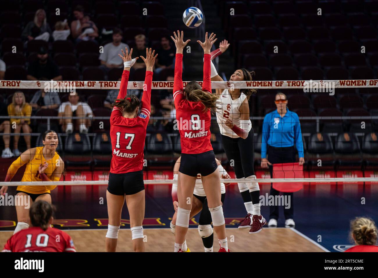USC Trojans outside hitter London Wijay (2) attempts to spike against ...
