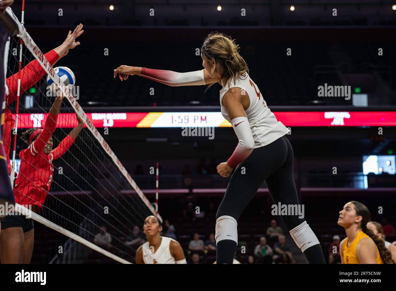 USC Trojans outside hitter London Wijay (2) spikes the ball during a ...