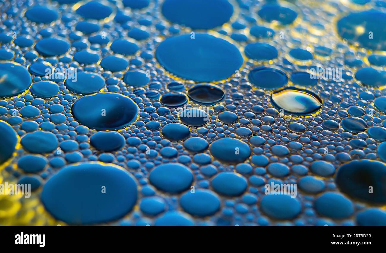 Macrophoto of oil droplets and bubbles on a water surface Stock Photo ...