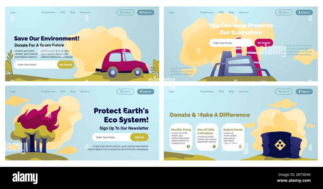 Landing banner set for save environment concept. Web page collection ...