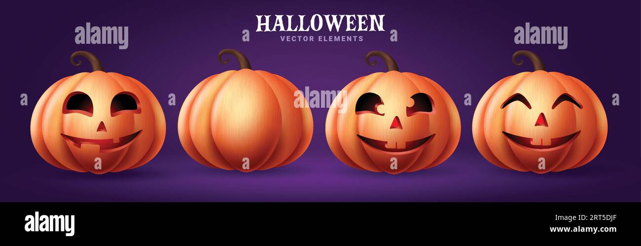 Halloween pumpkins set vector design. Halloween pumpkin orange elements ...
