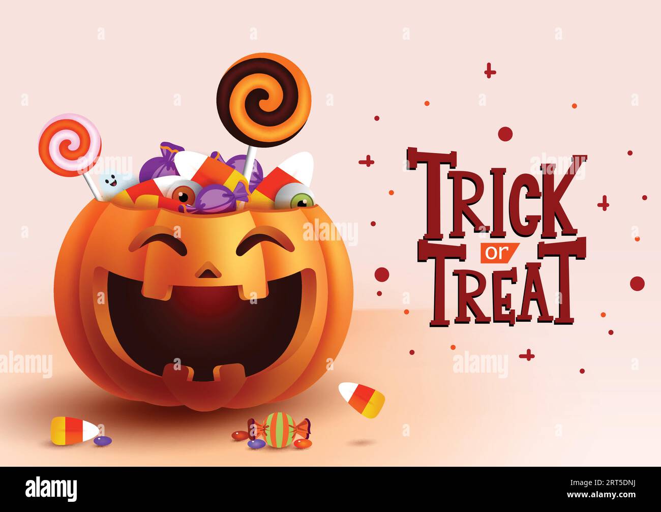 Trick or treat text vector design. Trick or treat pumpkin bucket full ...