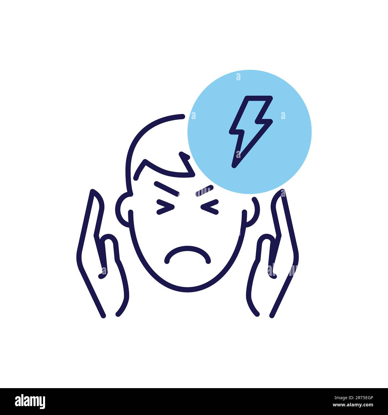 Headache related vector icon. Head of man with headache in his hands at ...