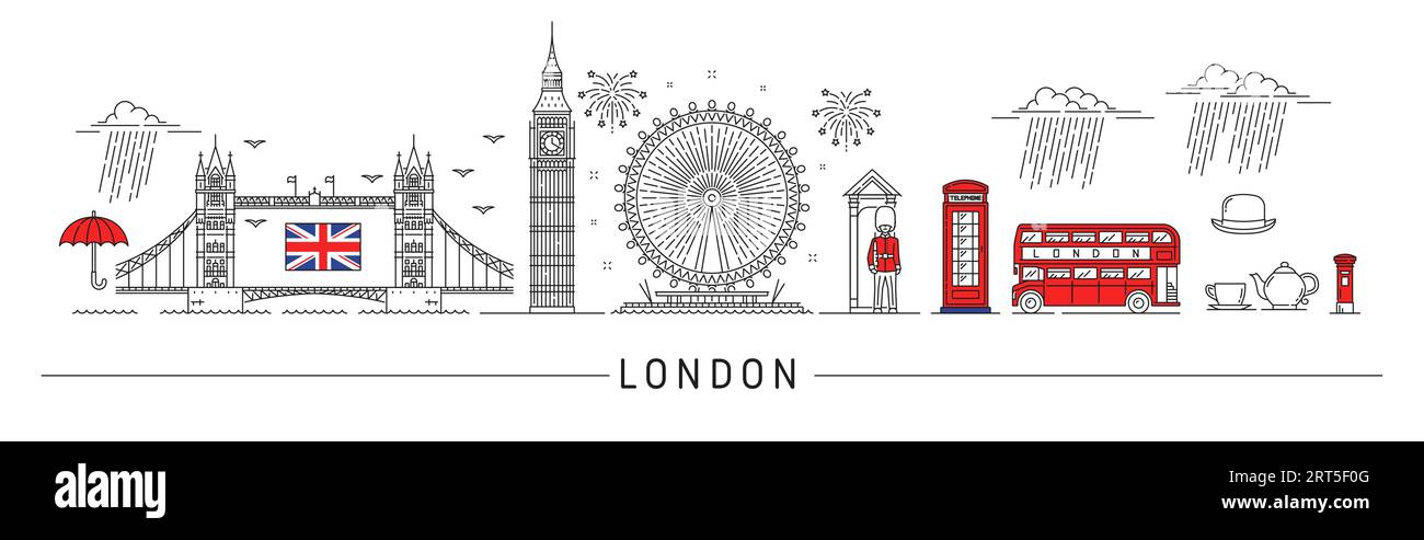 London silhouette, Great Britain travel landmarks and architecture ...