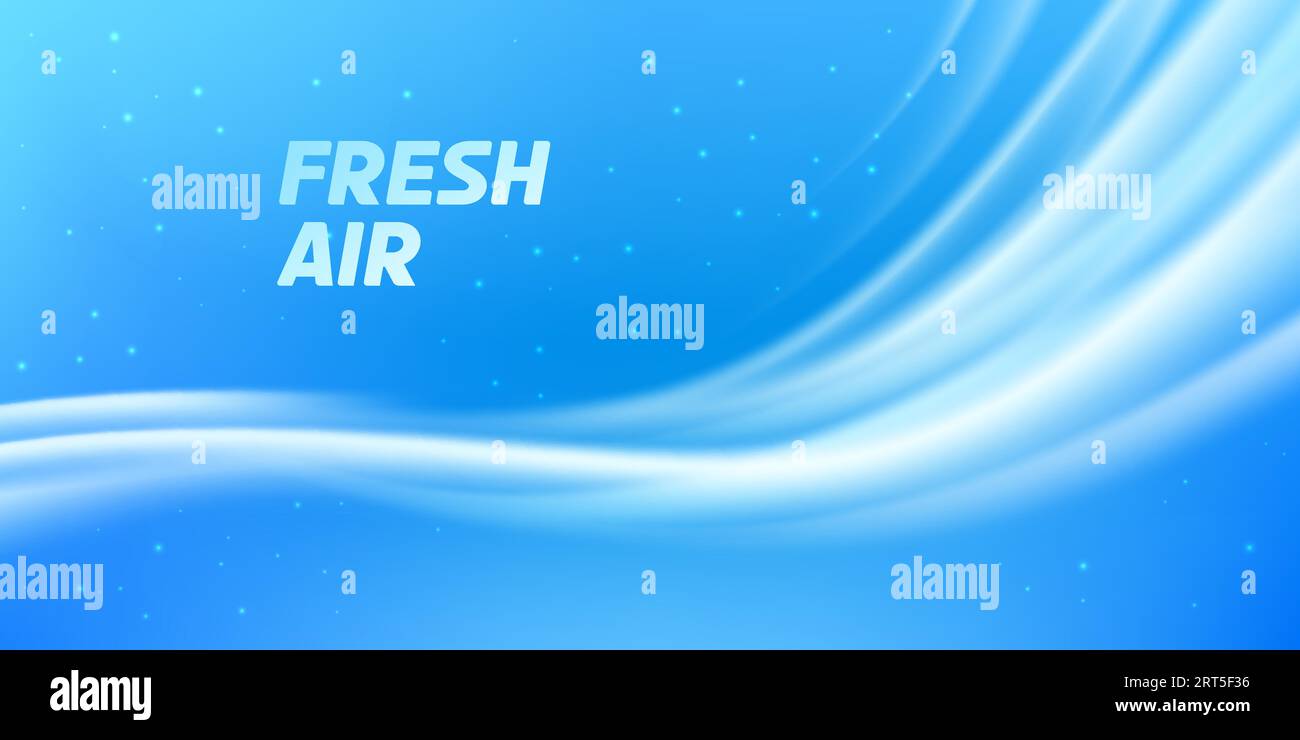 Fresh air flow or cold wind wave vector background. Abstract blue ...