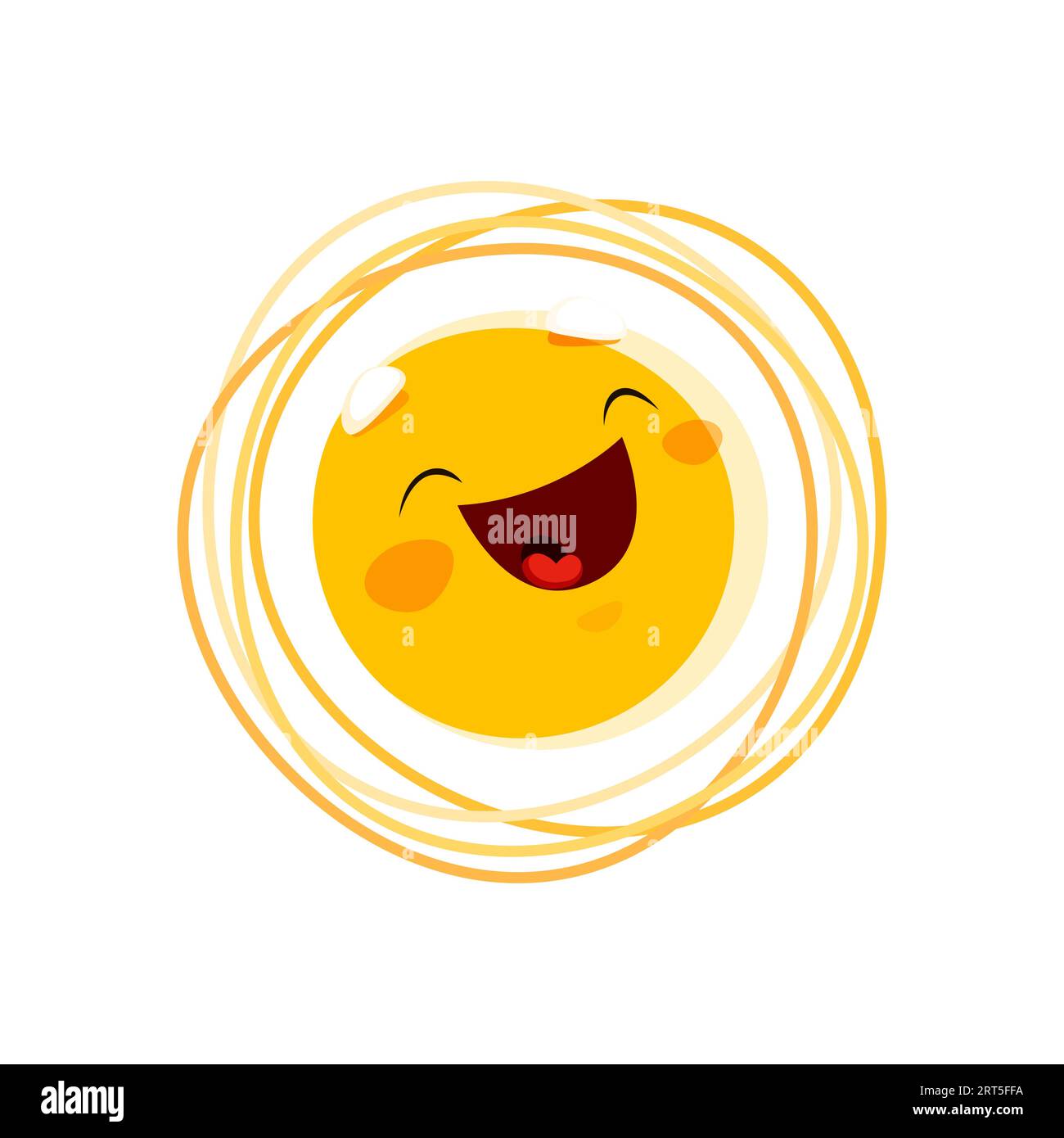 Cartoon laughing sun character. Isolated vector positive emoticon. Cute ...