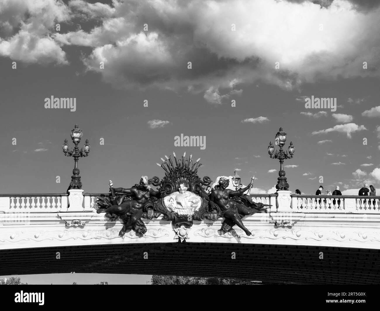 B&W, Decoration on the Pont Alexandre III, Bridge, River Seine, Paris ...