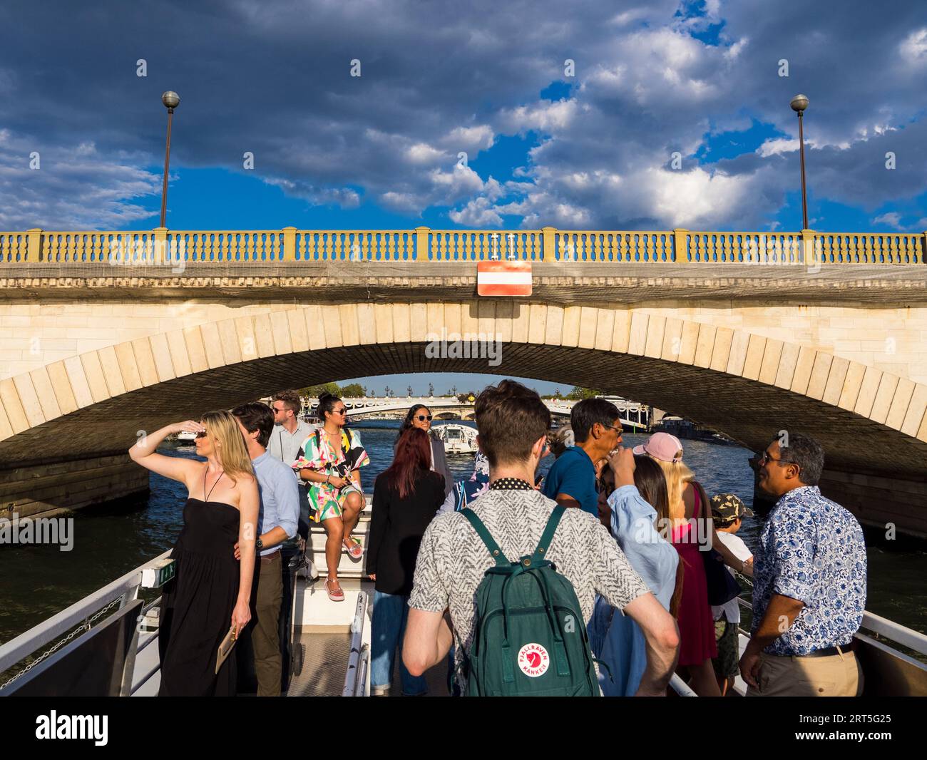 Tourist boat passing under, Invalides Bridge, The Pont des Invalides ...