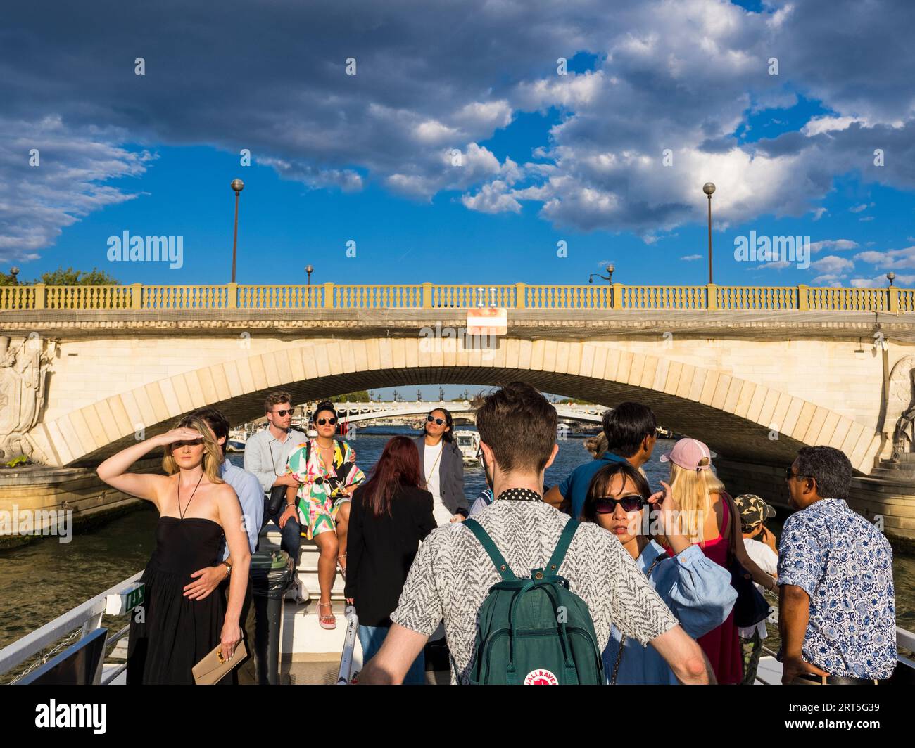 Tourist boat passing under, Invalides Bridge, The Pont des Invalides ...
