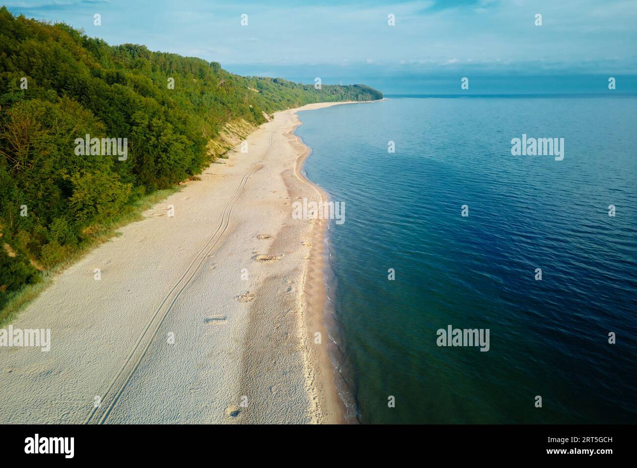 Aerial view of sea landscape with sand beach in Wladyslawowo. Baltic ...