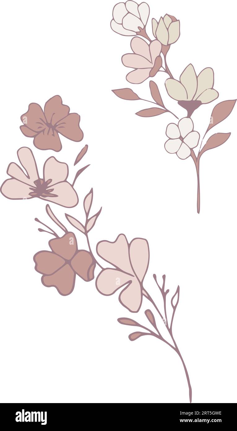 hand-drawn light purple isolated flowers for your design Stock Vector ...