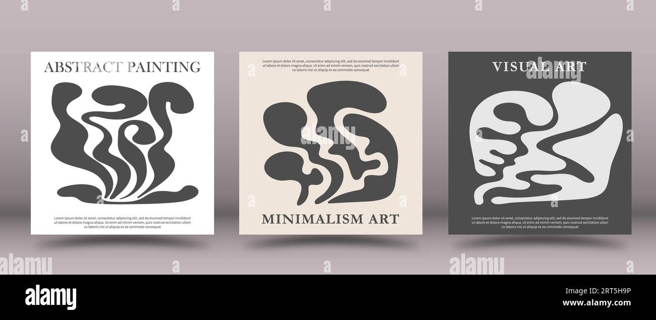 A set of paintings of abstract fine art. A minimalist design layout for ...