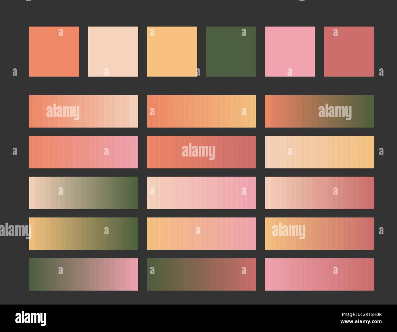 Set of 6 colors. Gradient samples from a combination of 6 colors. A set ...