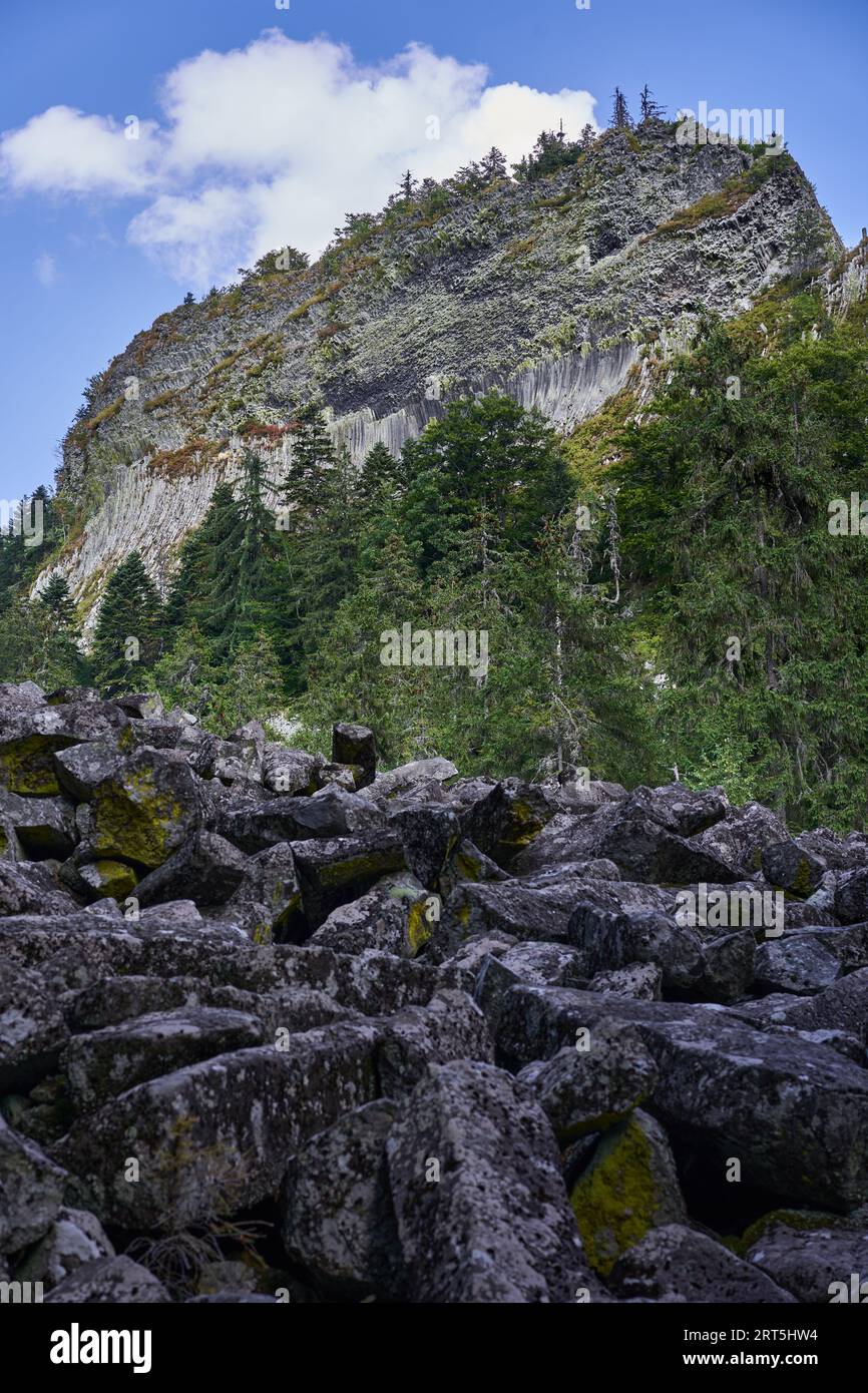 Basalt geologic column formations from Detunatele in Romania, natural ...