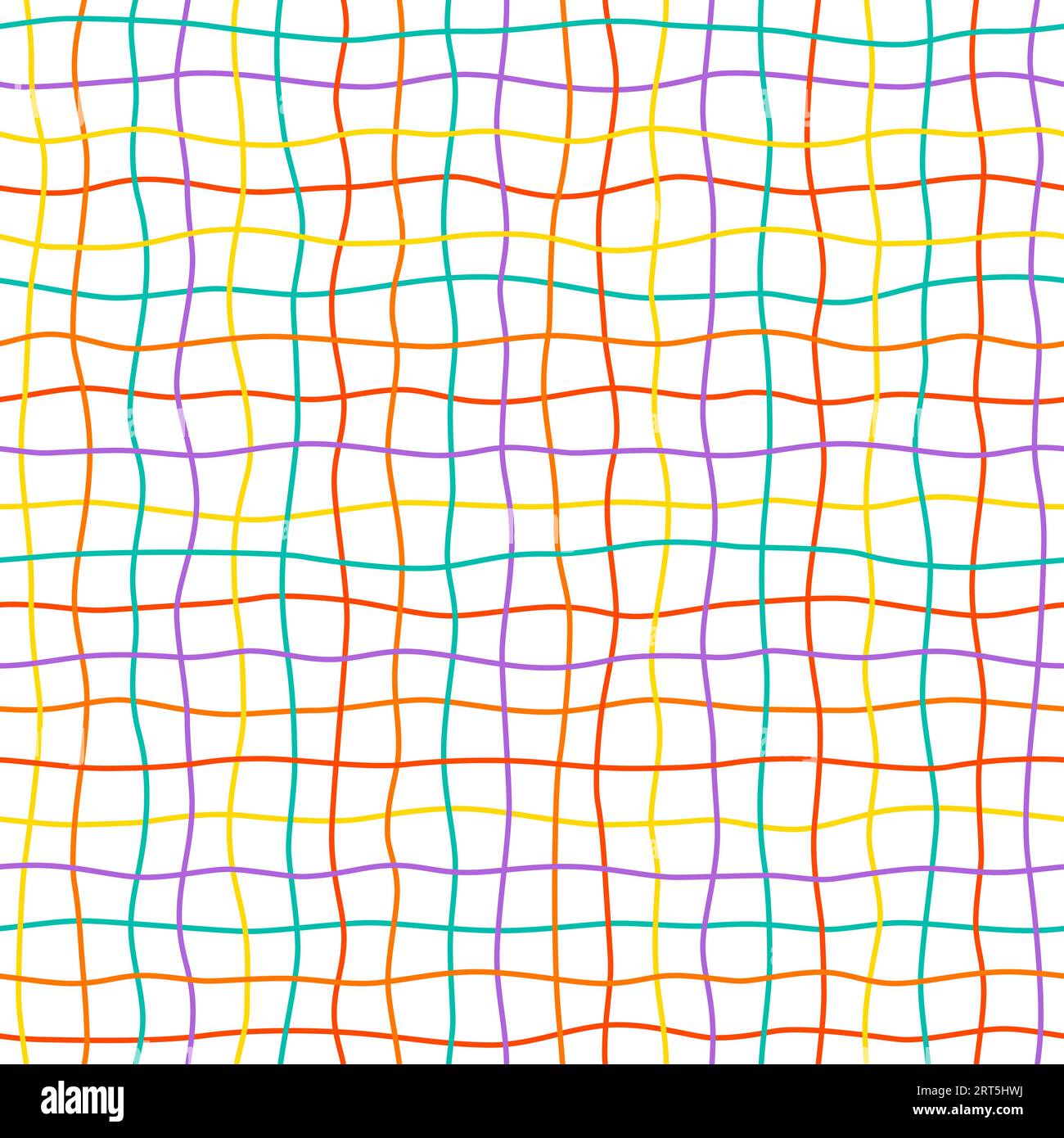 Hand drawn color square grid seamless pattern. Handdrawn irregular ...