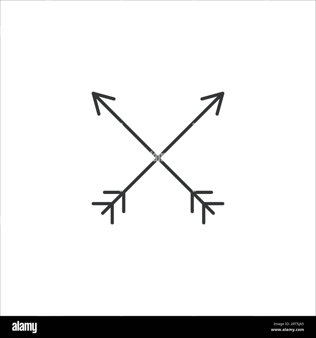 Two crossed archery arrows. Linear adventure symbol. Campin, hunting ...