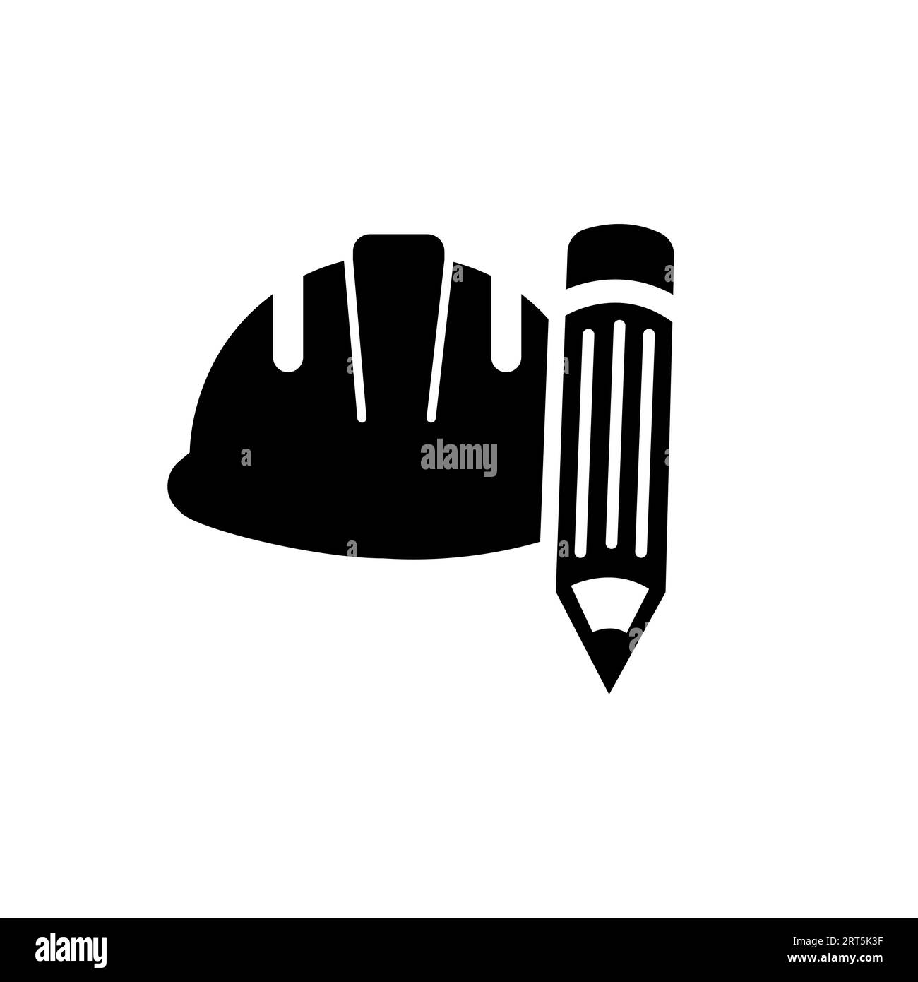Construction hat and pencil illustration in minimal style isolated on ...