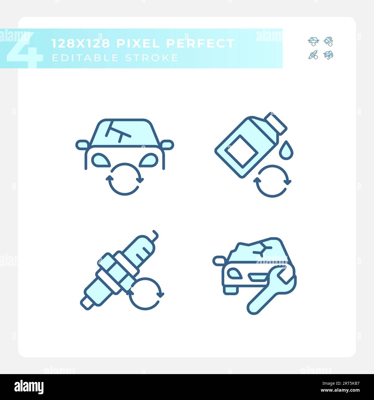 Pixel perfect blue car repair and service icons set Stock Vector Image ...