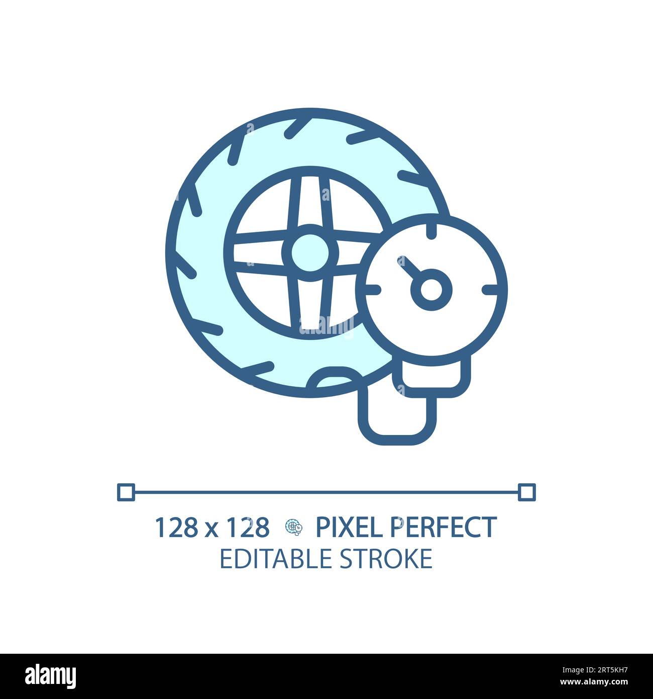 2D customizable thin linear blue tire inflate icon Stock Vector Image ...