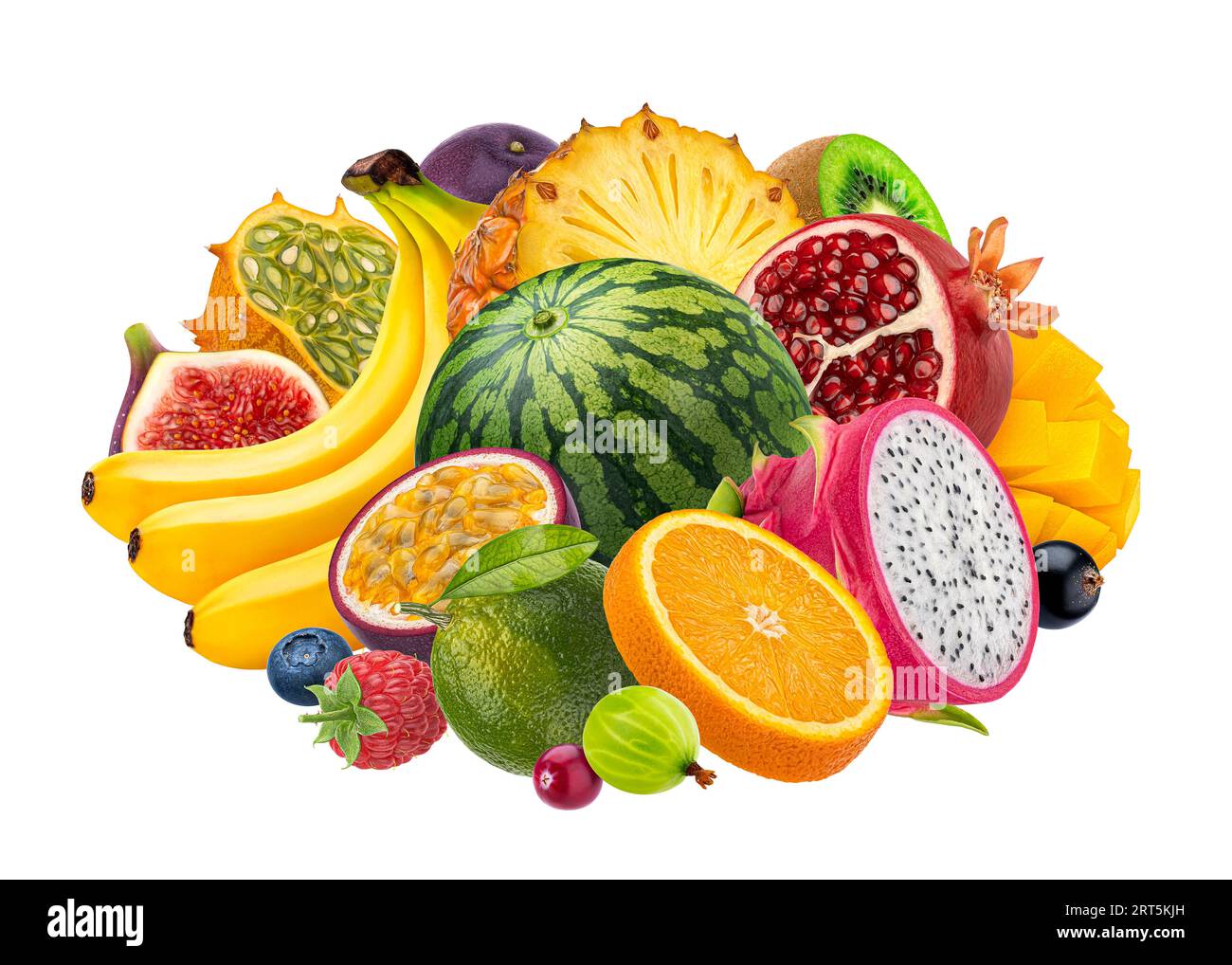 Fruits mix isolated on white background, full depth of field Stock ...