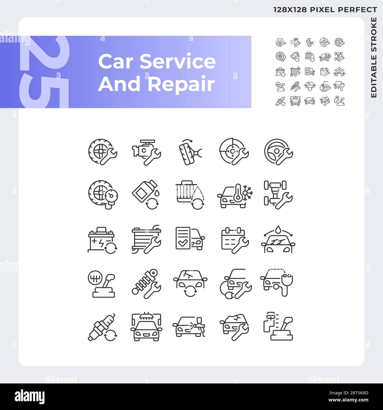 Customizable black car repair and service icons set Stock Vector Image ...