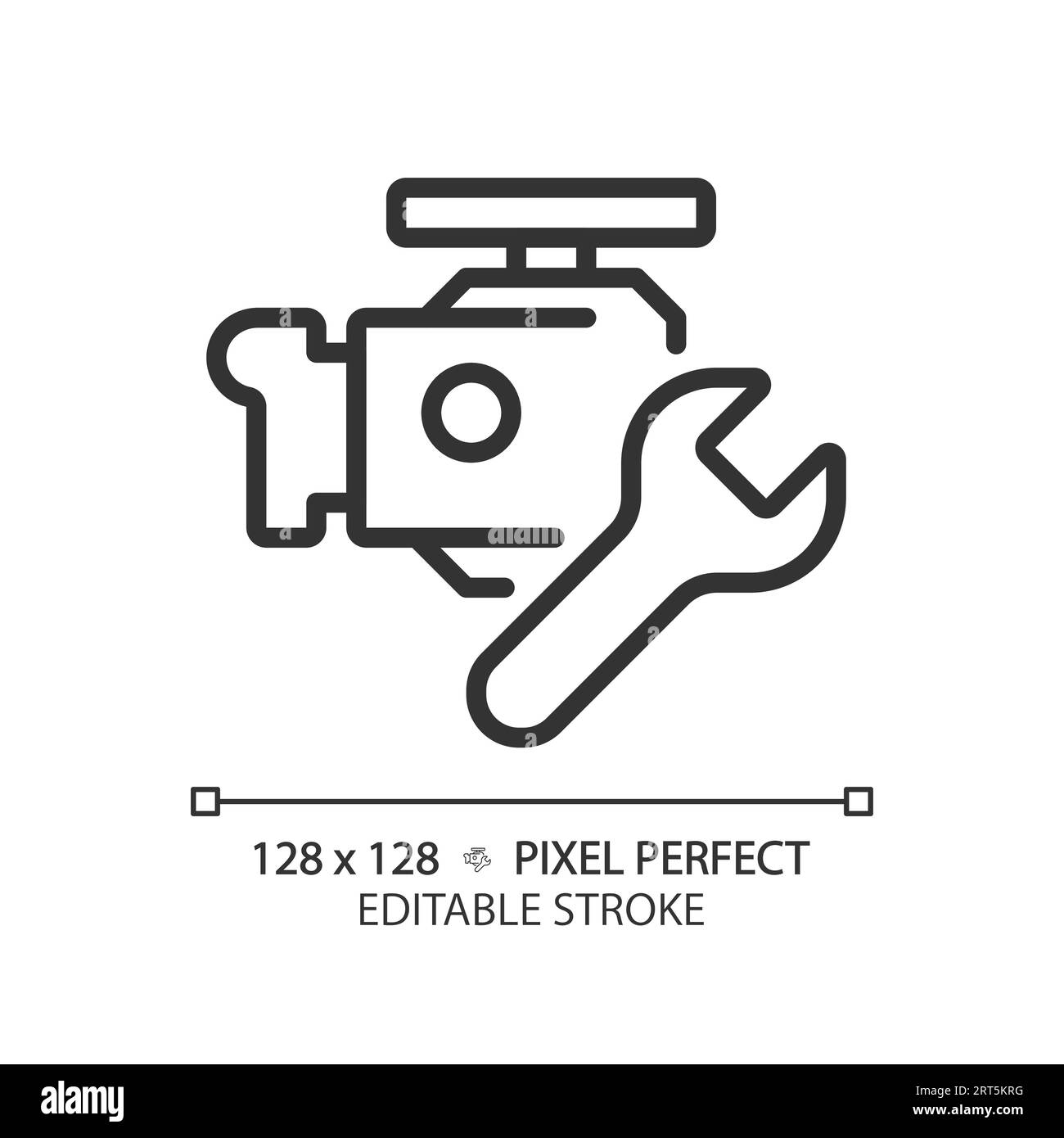 2D customizable thin line black car engine repair icon Stock Vector ...