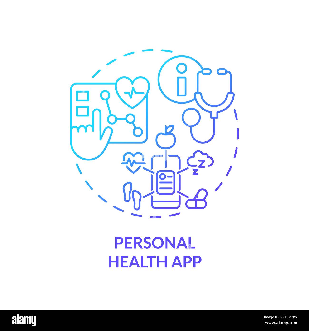 Blue linear gradient icon personal health app concept Stock Vector Image & Art - Alamy