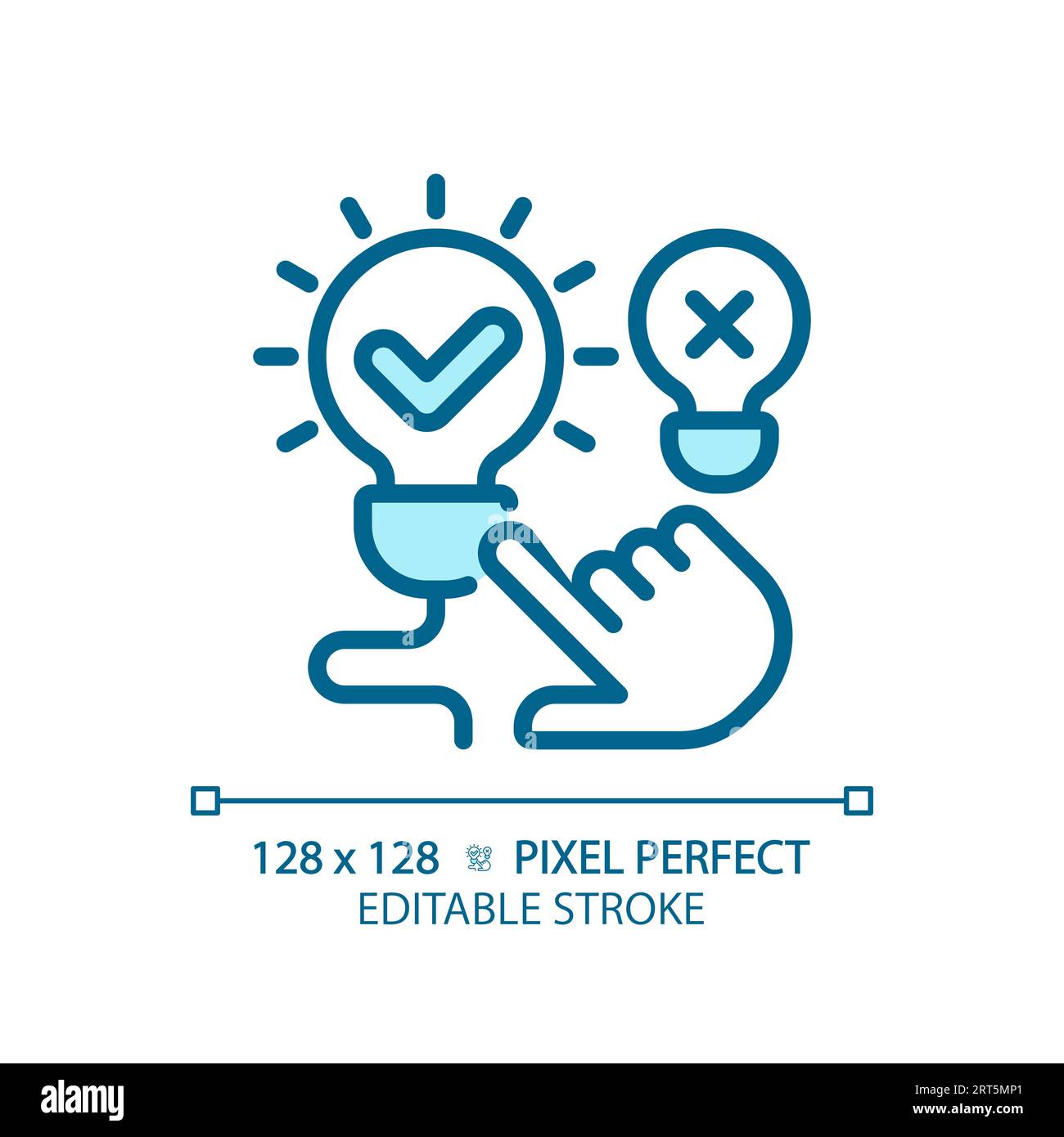 2D customizable thin line blue illuminated light bulb icon Stock Vector ...