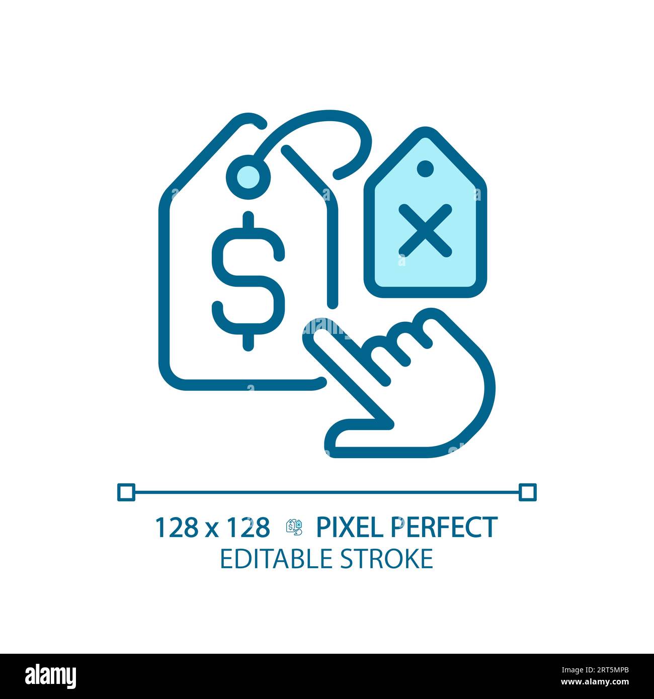 2D customizable thin line blue hand choosing label icon Stock Vector ...