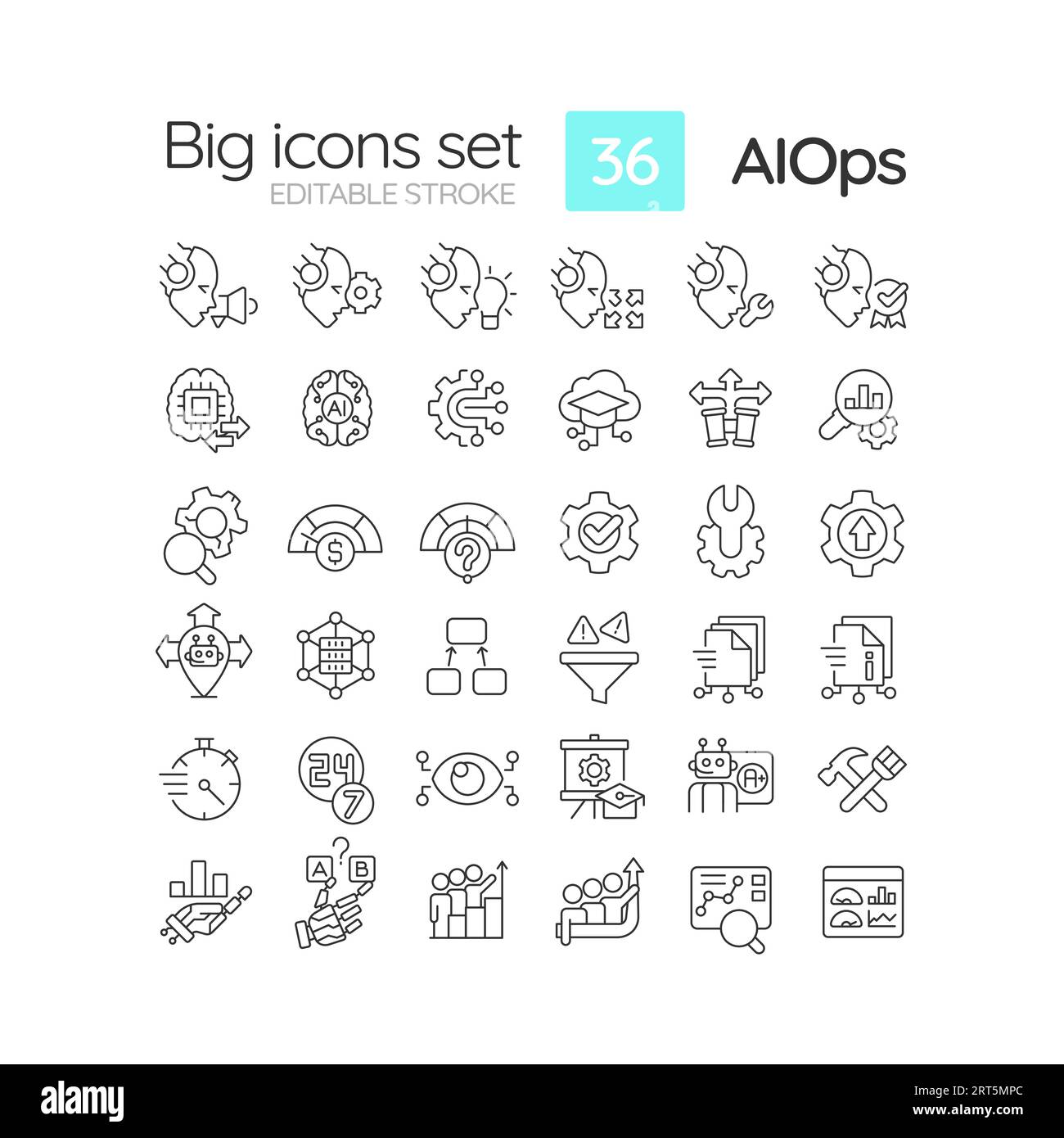 Editable black big icons set for AI ops Stock Vector Image & Art - Alamy