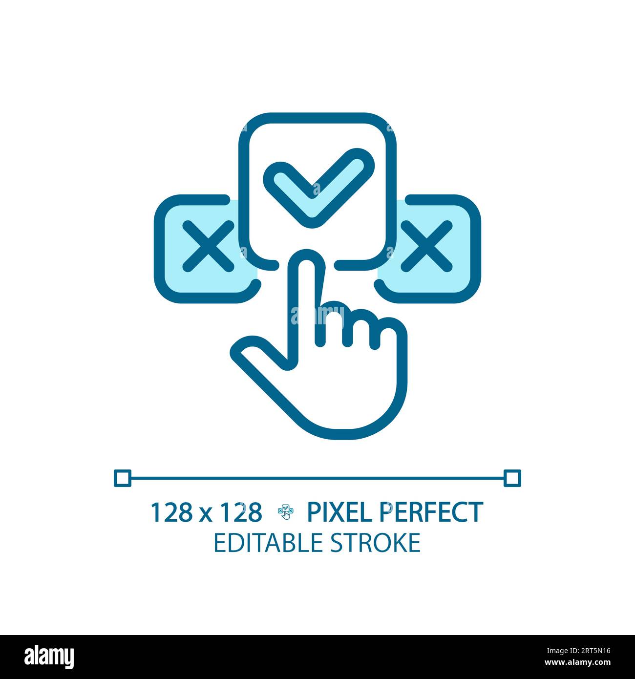 2D customizable thin line blue clicking on check mark icon Stock Vector ...