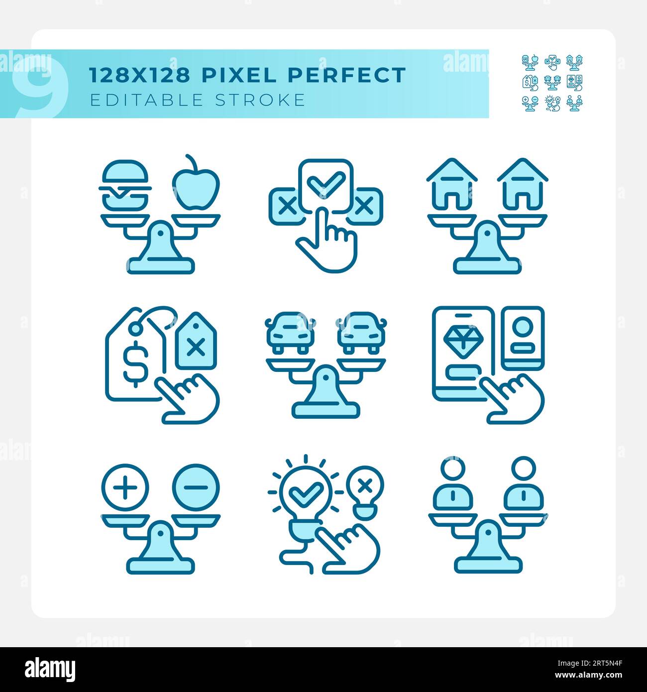 Pack of pixel perfect blue comparisons icons Stock Vector Image & Art ...