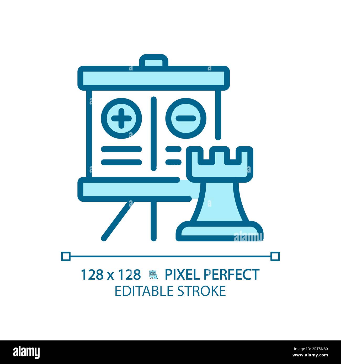 2D customizable thin line blue pros and cons icon Stock Vector Image ...