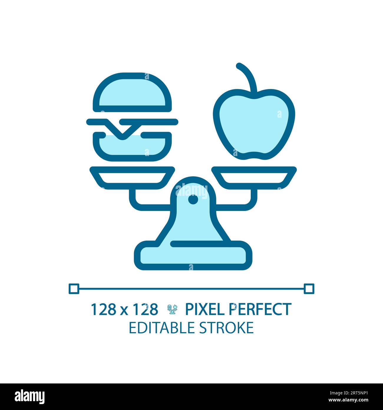 2D customizable thin line blue food on weight scale icon Stock Vector ...
