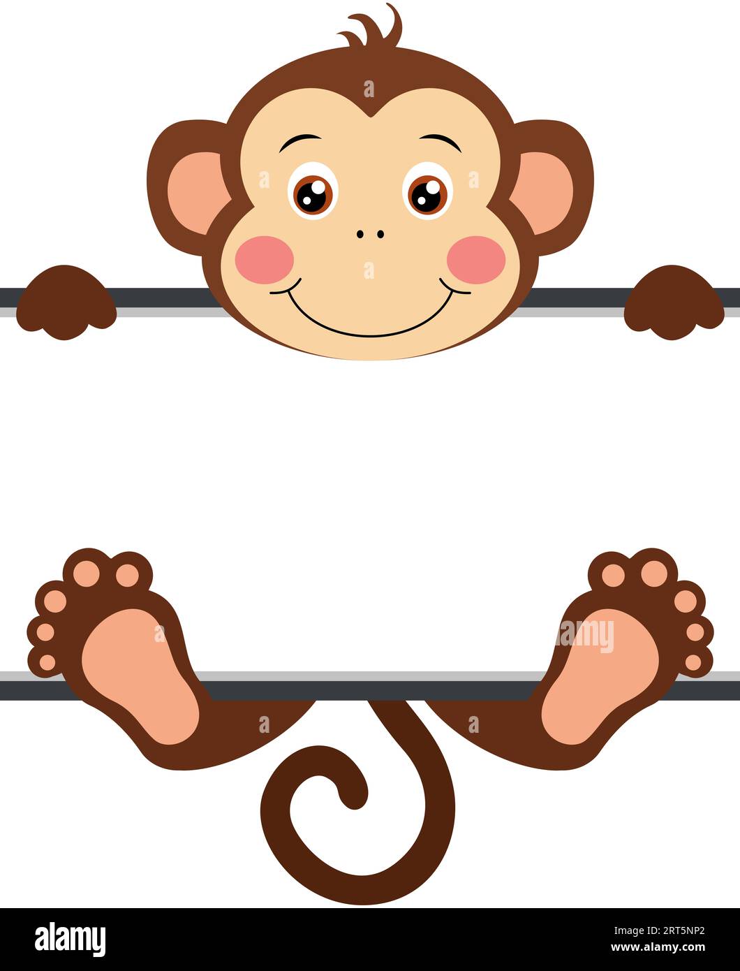 Cute monkey with blank signboard Stock Photo - Alamy