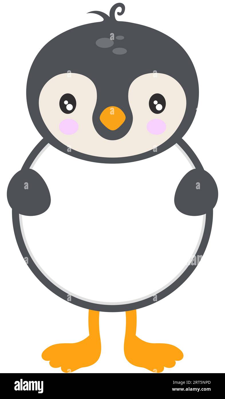 Funny cute penguin round frame Stock Photo - Alamy
