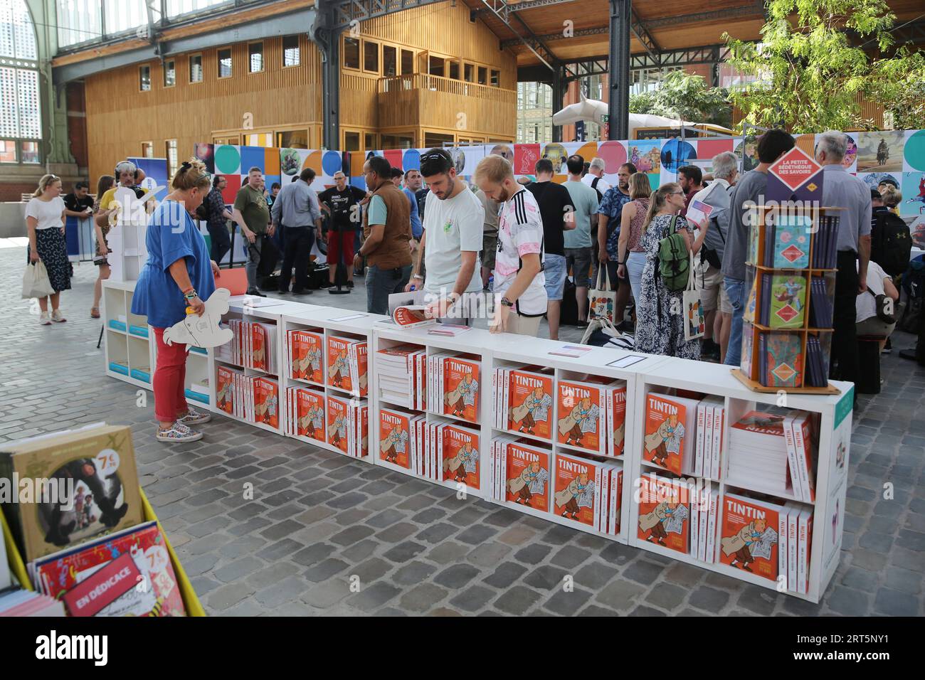 230908 -- BRUSSELS, Sept. 8, 2023 -- People visit the BD Comic Strip ...