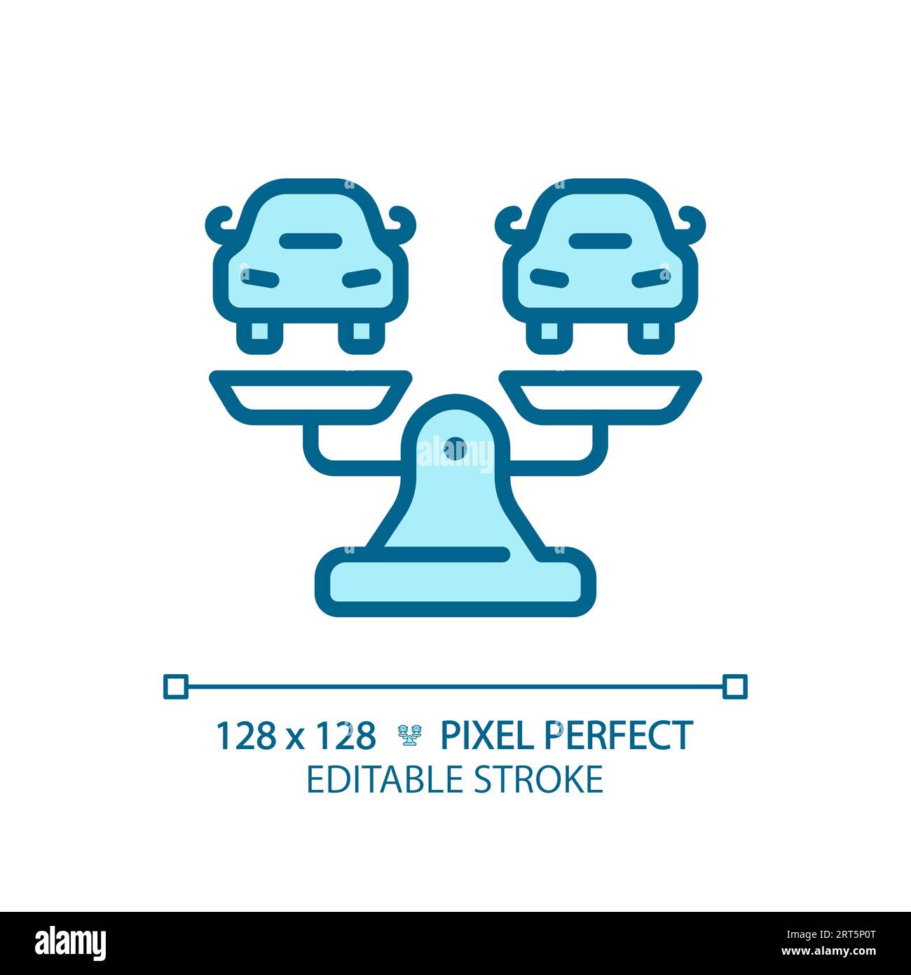 2D customizable thin line blue cars on weight scale icon Stock Vector ...