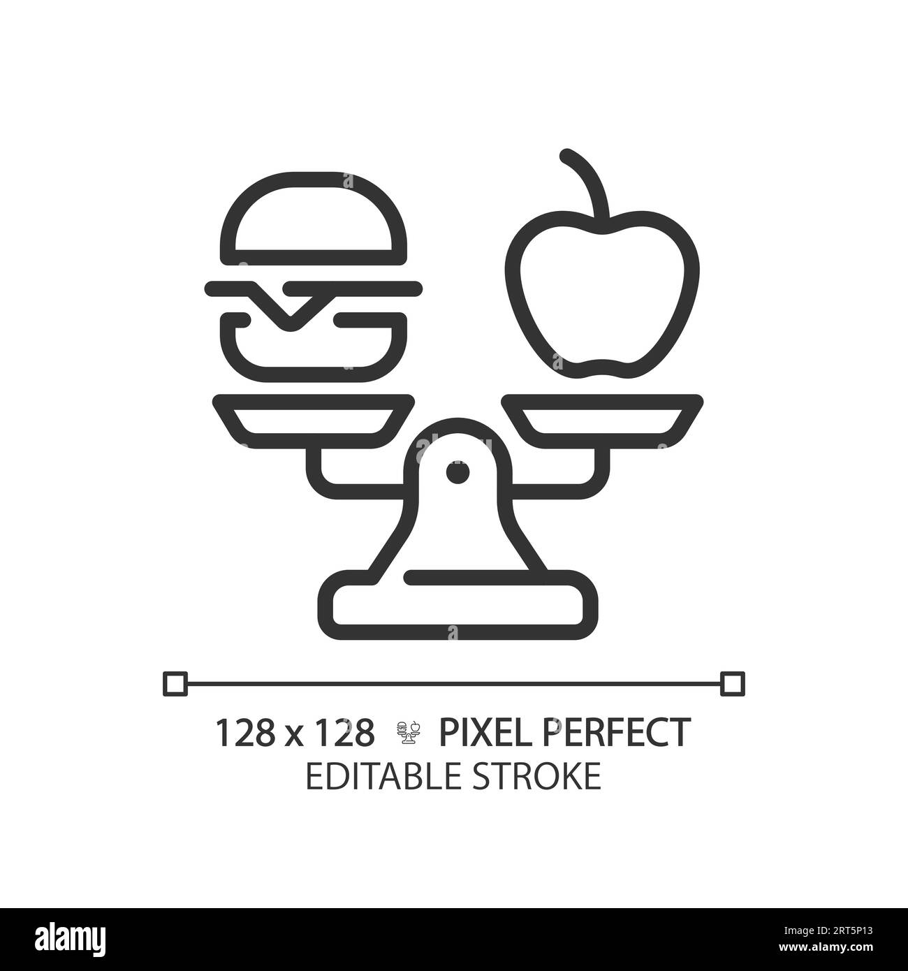 2D editable thin line black food on weight scale icon Stock Vector ...