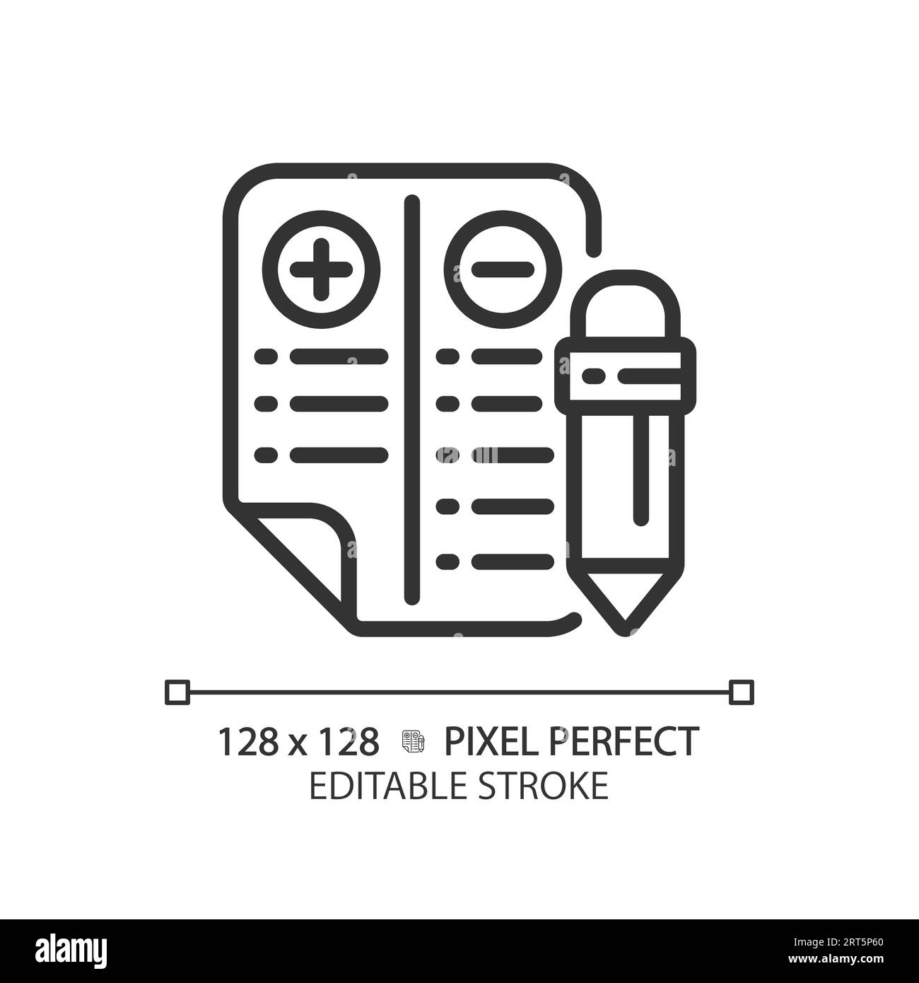 2D thin line black positive and negative points icon Stock Vector Image ...