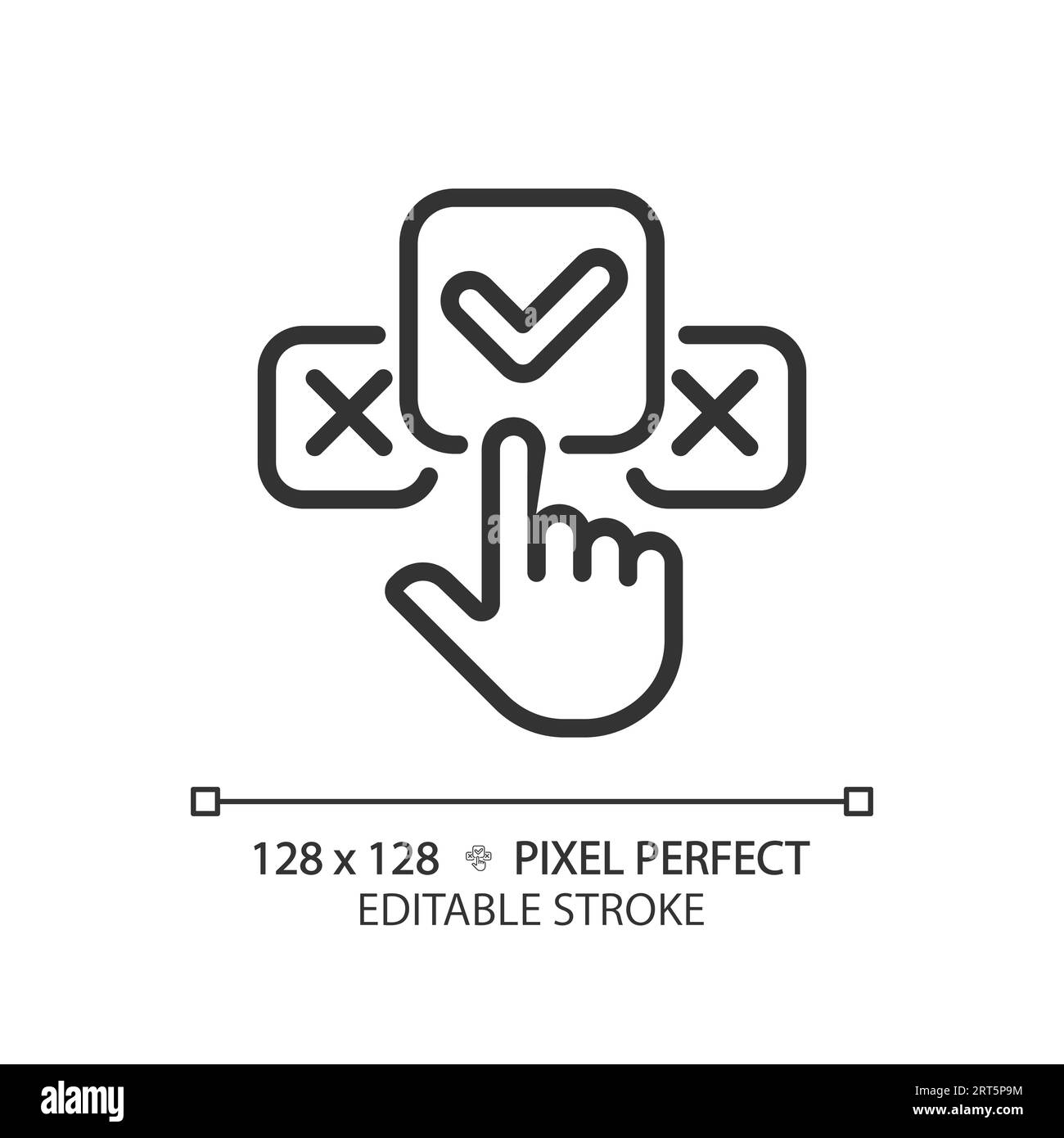 2D editable thin line black clicking on check mark icon Stock Vector ...