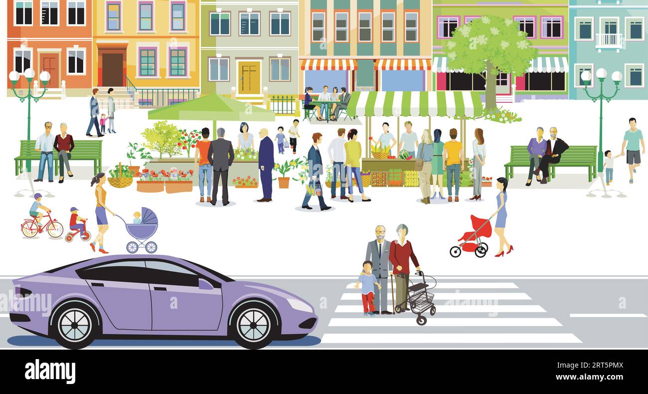 Pedestrian friendly area Stock Vector Images - Alamy