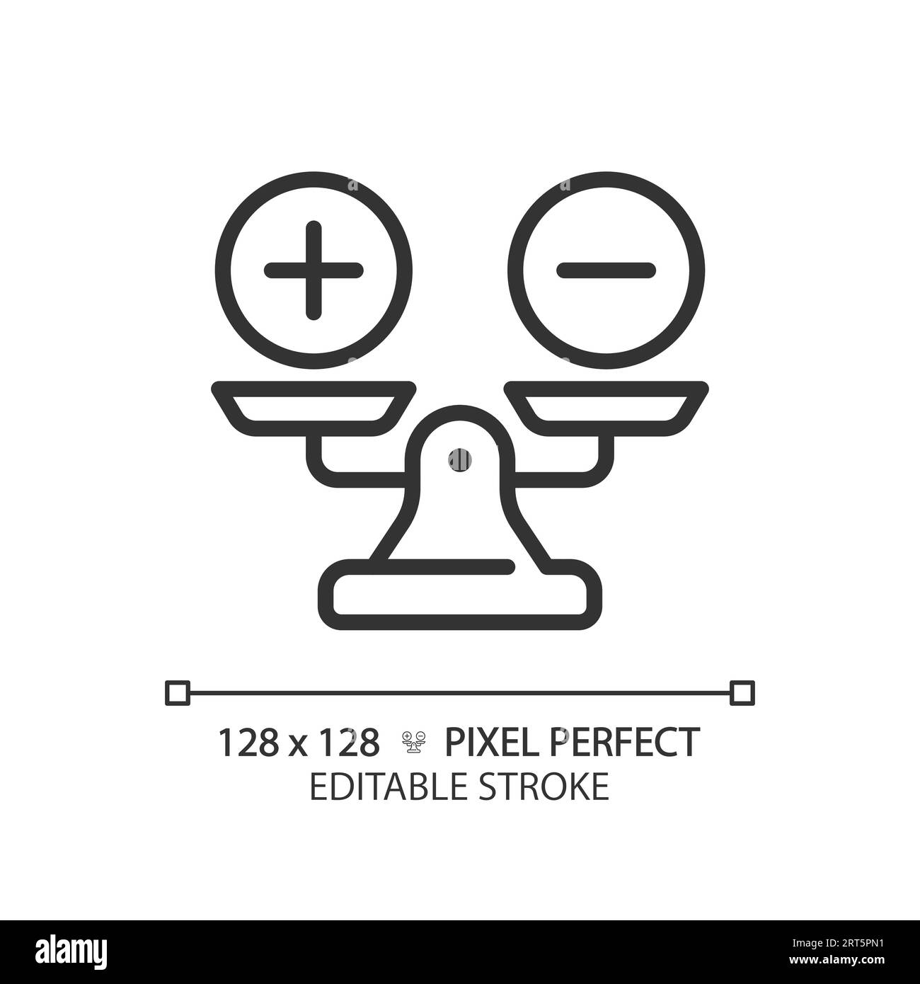 2D thin line black weight scale with plus and minus icon Stock Vector ...