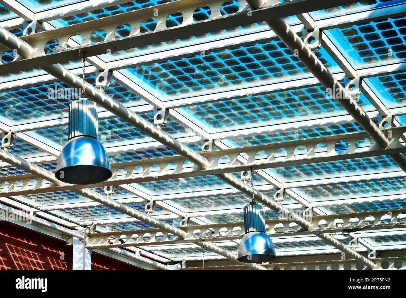 Solar panels on the roof of the Solaris Centre,Blackpool Stock Photo ...