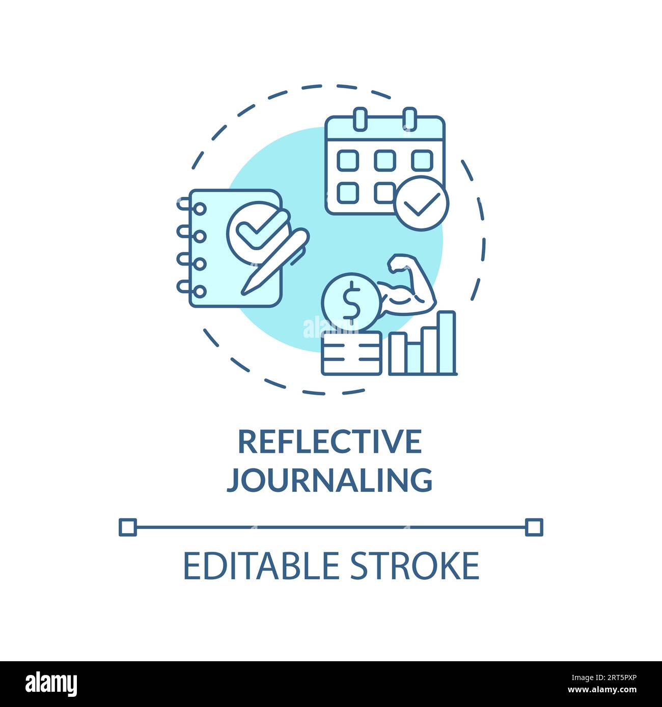 2D customizable thin line icon reflective journaling concept Stock ...