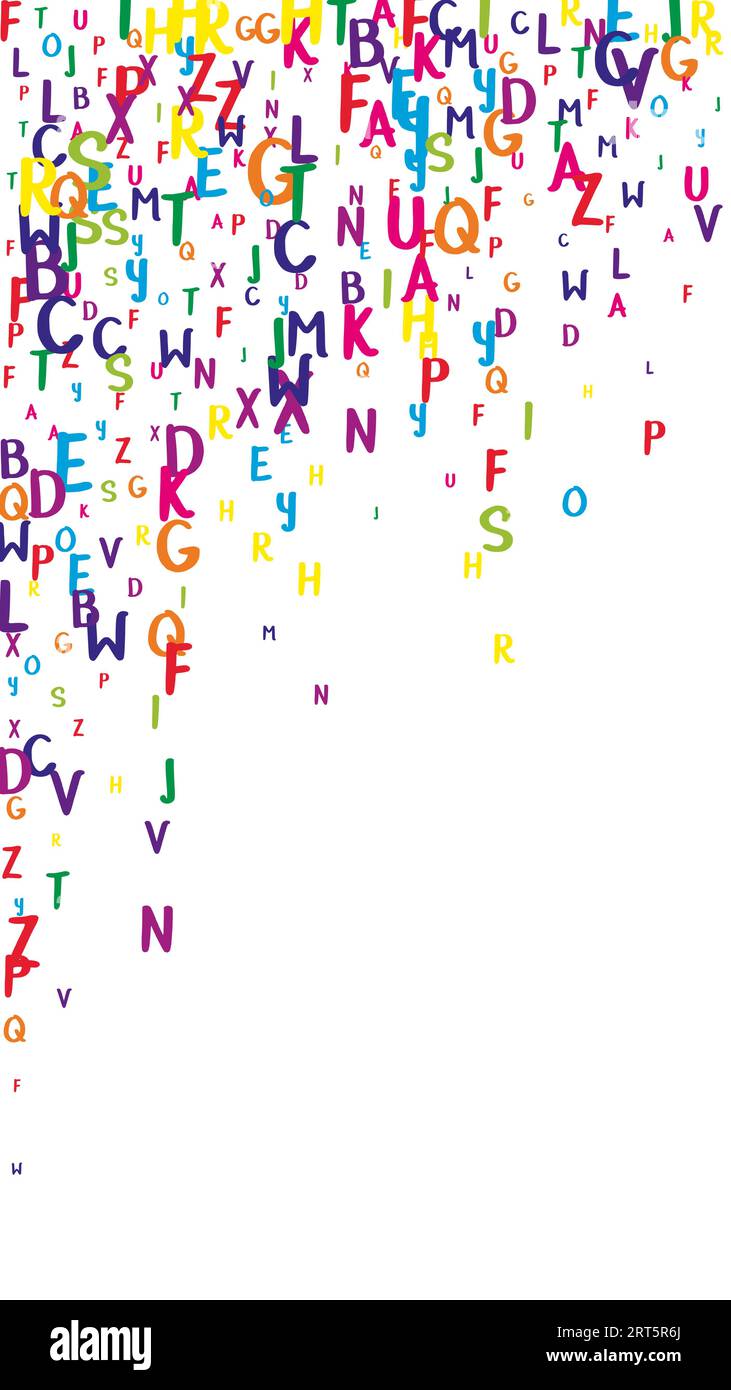 Concept of school background. Colorful childish falling letters of ...